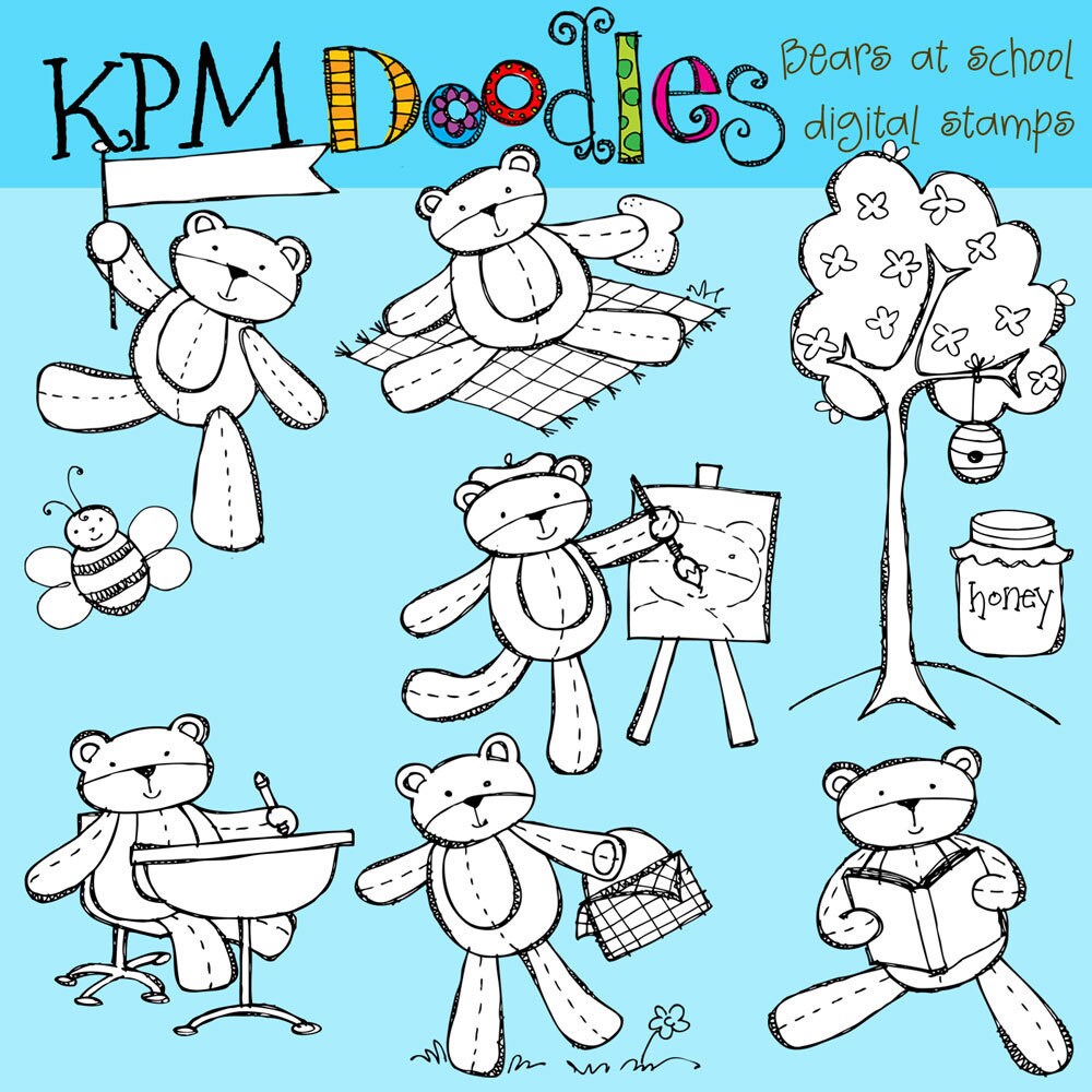 KPM Bears at School Digital Clip Art COMBO - Etsy