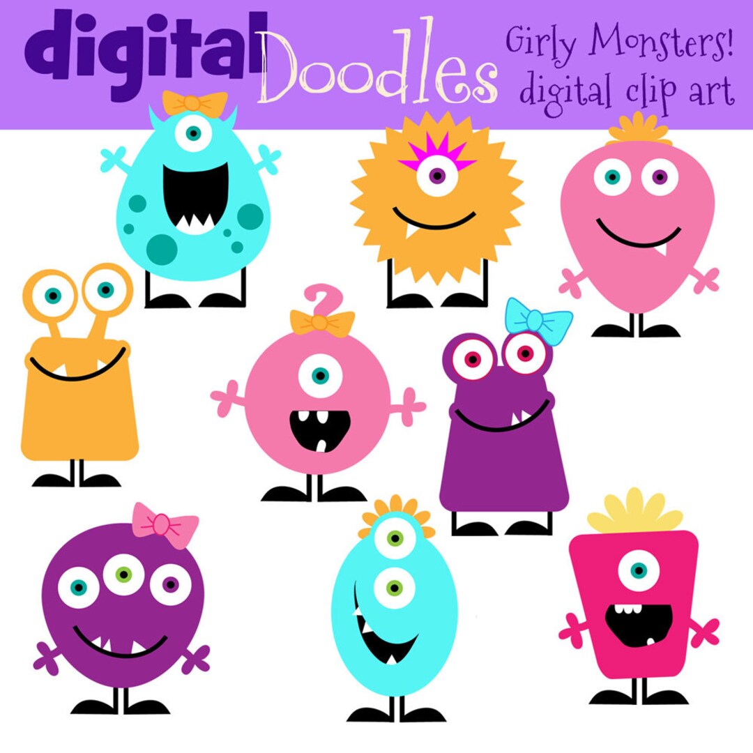 KPM Girly Monster Clip Art - Etsy