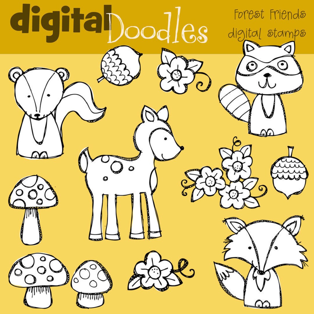 KPM Forest Friends Digital Stamps - Etsy