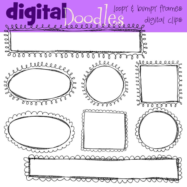 KPM Loopy and Bumpy Frames Digital Stamps - Etsy