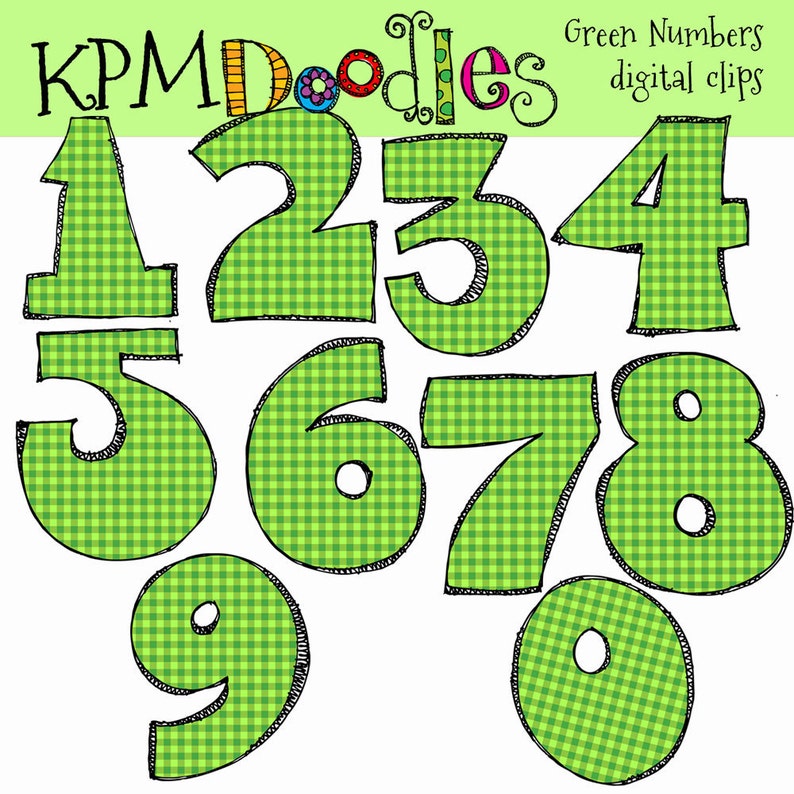 KPM Green Numbers Digital Clip Art - Etsy