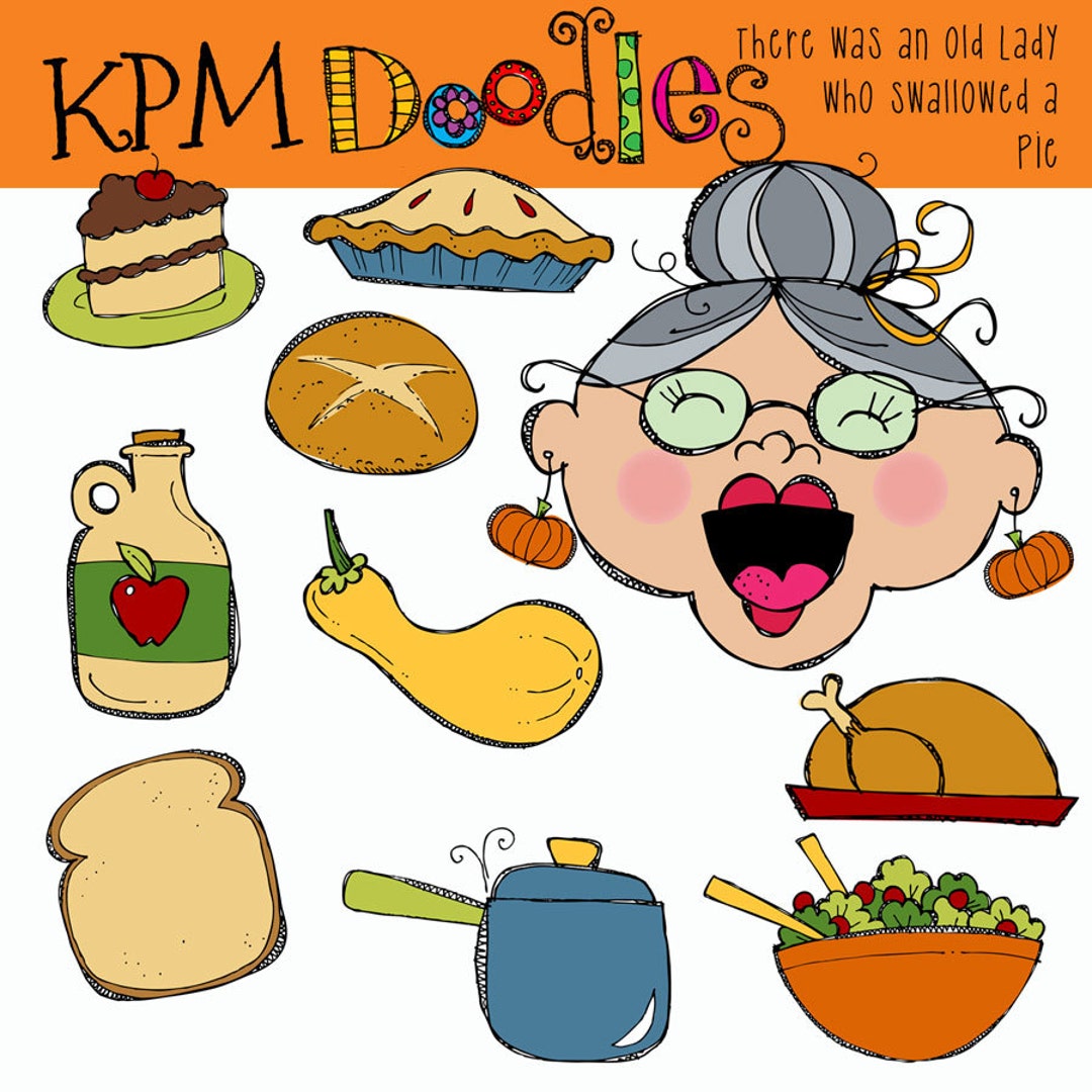 KPM Old Lady Who Swallowed a Pie Clip Art COMBO - Etsy