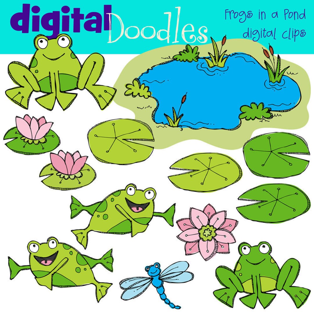 KPM Frogs in a Pond Digital Clip Art COMBO - Etsy
