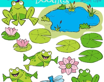 KPM Frogs in a Pond Digital Clipart Clip Art | Etsy
