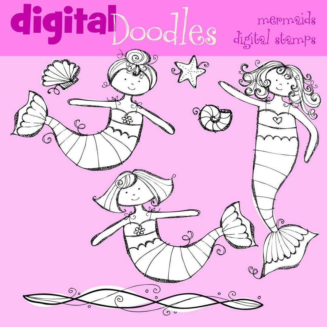 KPM Mermaid Digital Stamps - Etsy