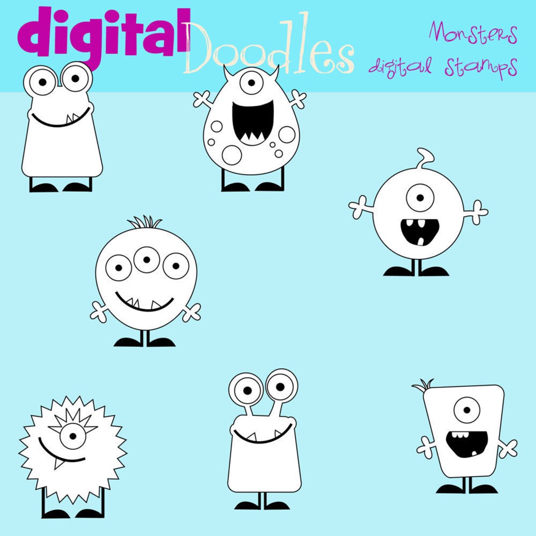 KPM Monster Digital Stamps - Etsy