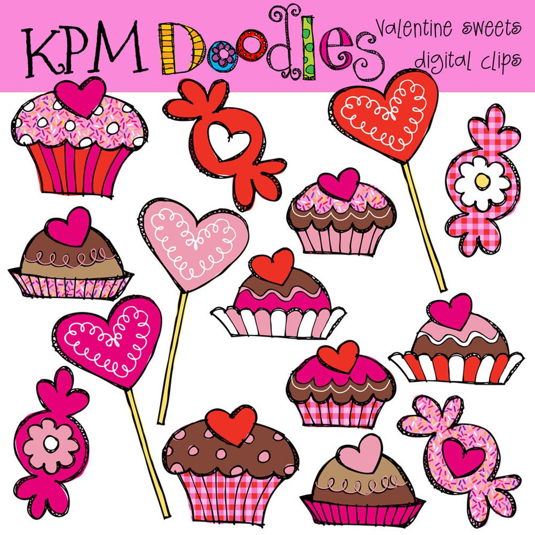 COMBO Valentine Sweets Digital Clip Art and Black Line Stamps - Etsy