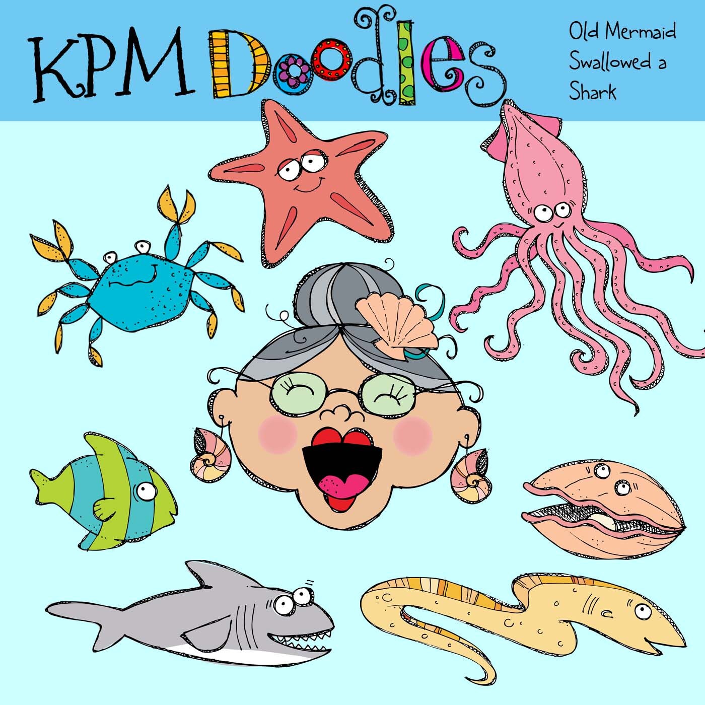 KPM Old Mermaid Who Swallowed a Shark Digital Clipart - Etsy