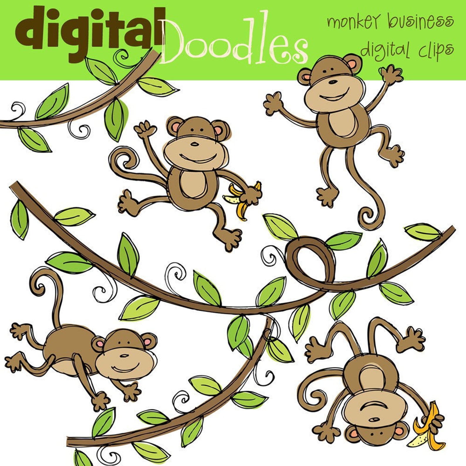 KPM Monkey Business Digital Clip Art - Etsy