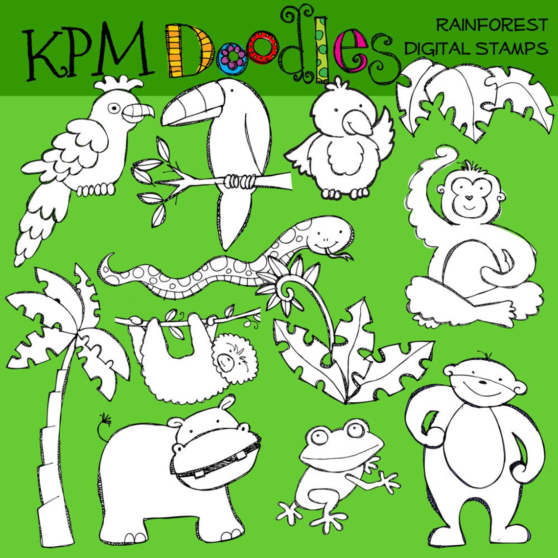 KPM Rain Forest Digital Stamps - Etsy