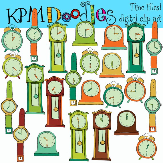 KPM Time Flies Digital Clip Art and Blackline Stamps COMBO | Etsy