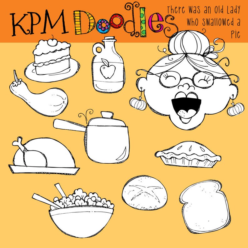 KPM Old Lady Who Swallowed a Pie Clip Art COMBO | Etsy