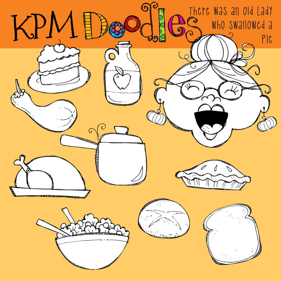 KPM Old Lady Who Swallowed a Pie Clip Art COMBO - Etsy