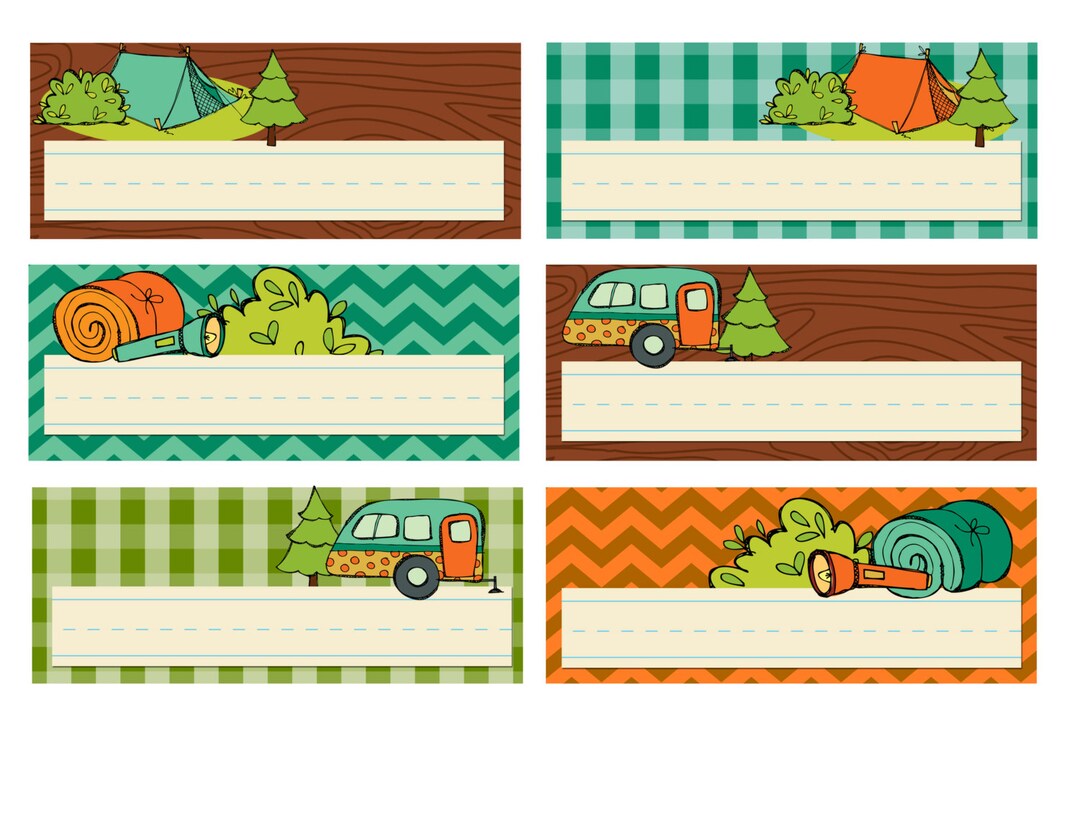 KPM Small Name Card Printables Happy Campers - Etsy
