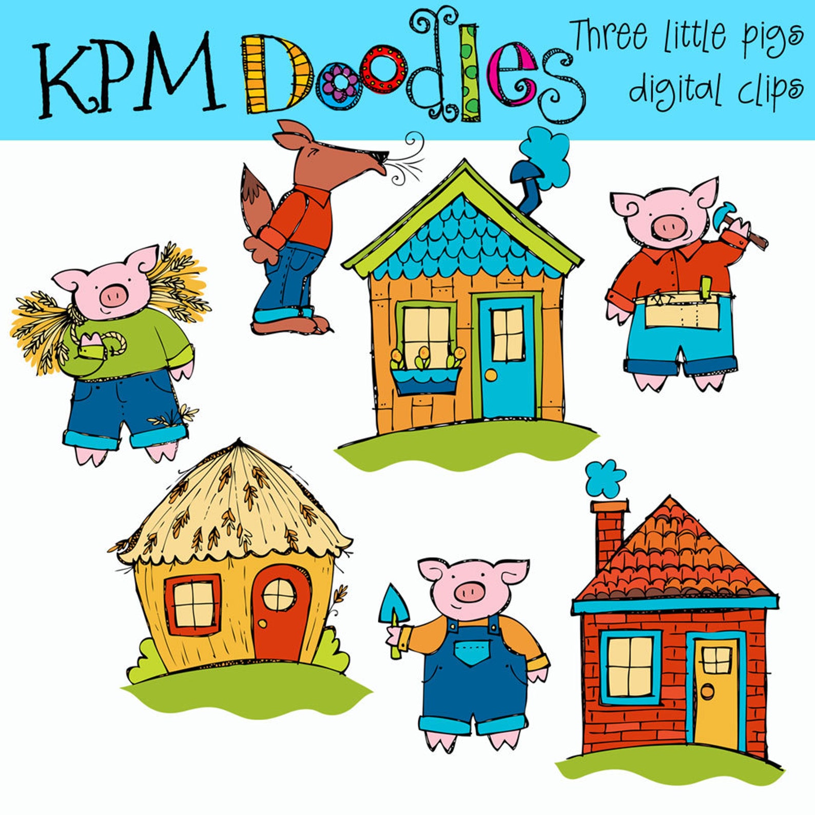 KPM Three Pigs Digital Clip Art - Etsy
