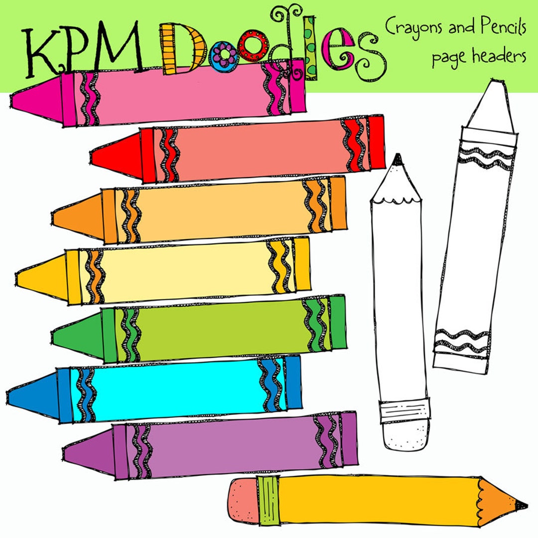 KPM Crayons and Pencil Page Headers Digital Clipart - Etsy