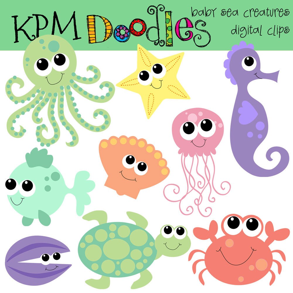 Cute Baby Sea Animals Clipart