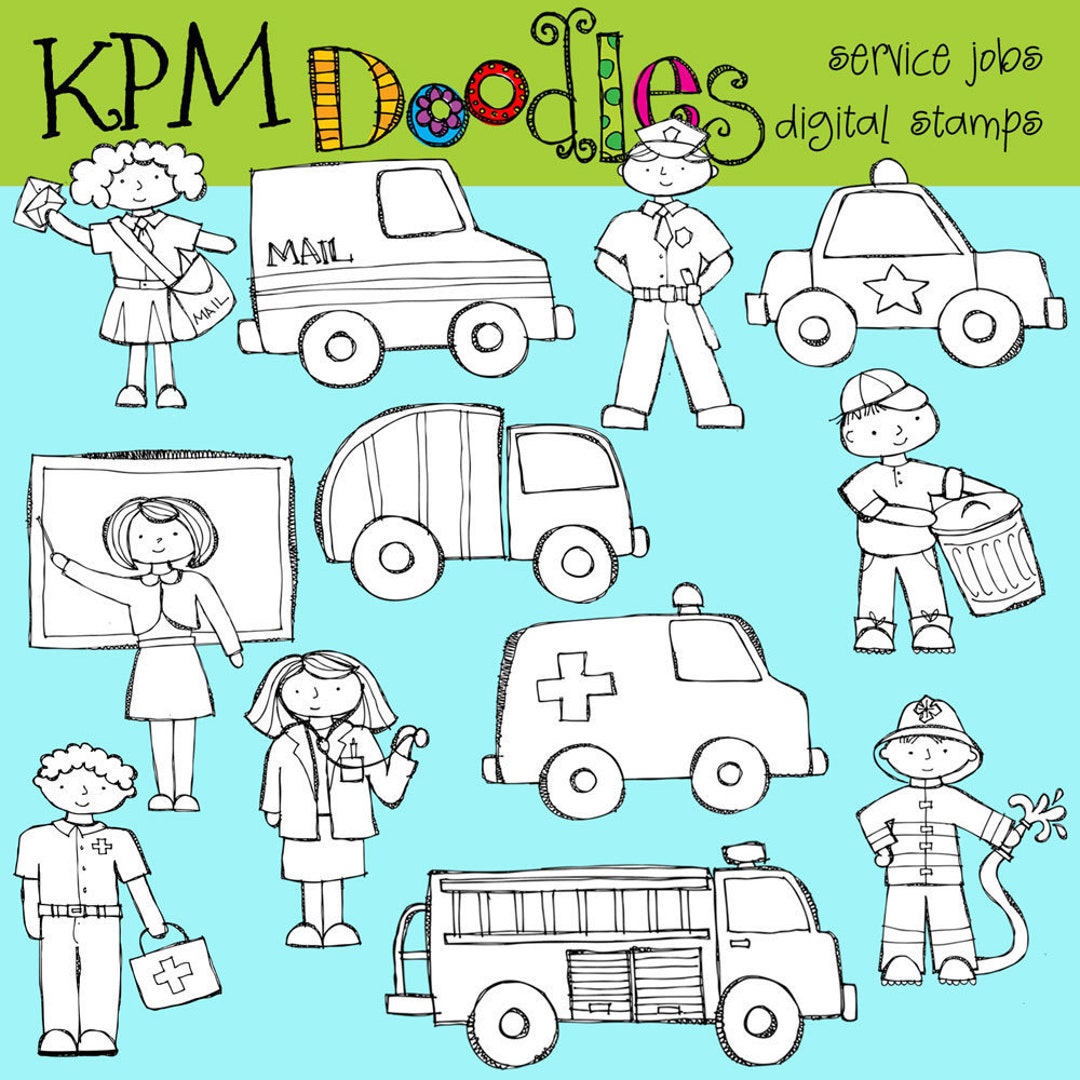 KPM Community Service Digital Black Line Stamps - Etsy