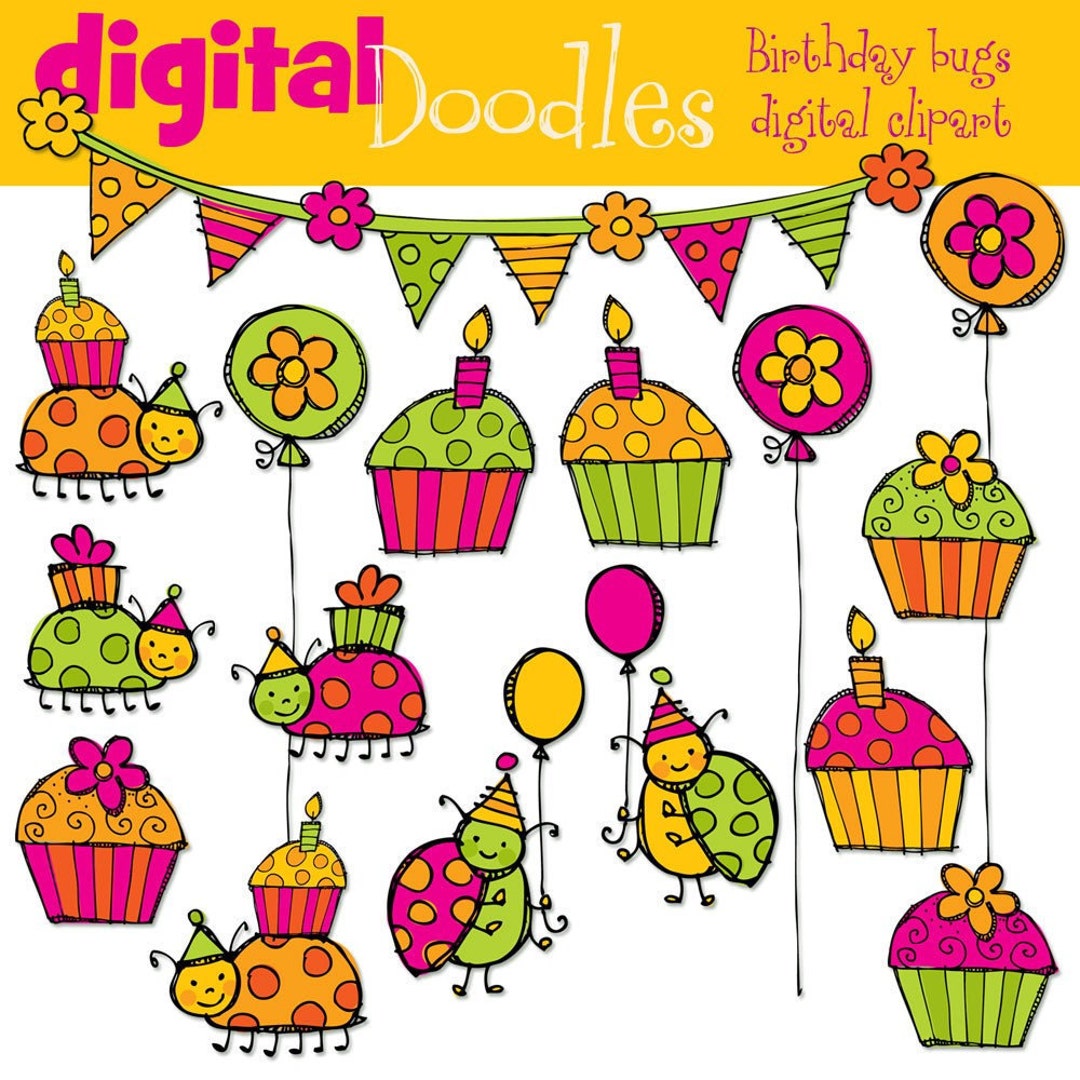KPM Birthday Bugs Digital Clipart - Etsy