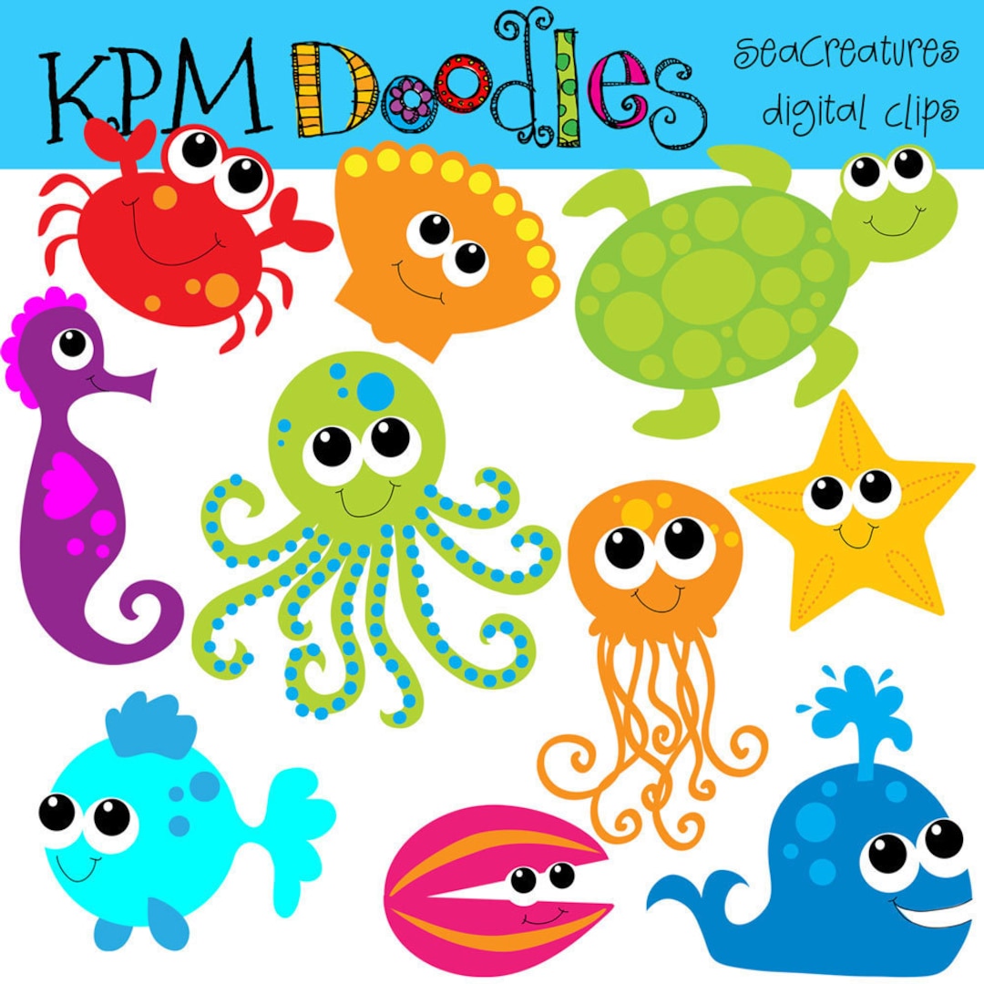 KPM Bright Sea Creatures Digital Clip Art - Etsy