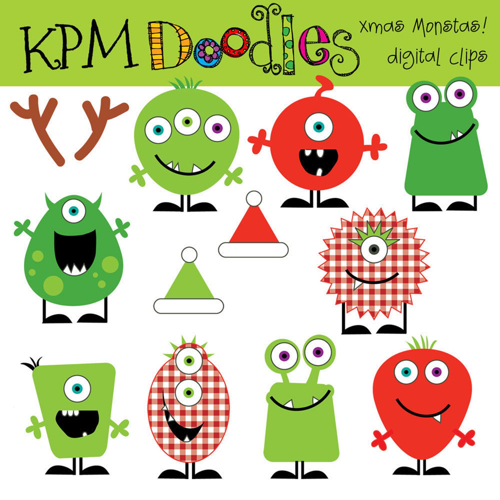 KPM Christmas Monsters Digital Clip Art - Etsy