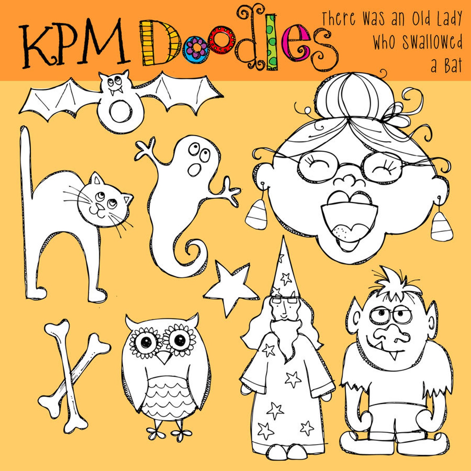 KPM Old Lady Who Swallowed a Bat Digital Clipart COMBO - Etsy