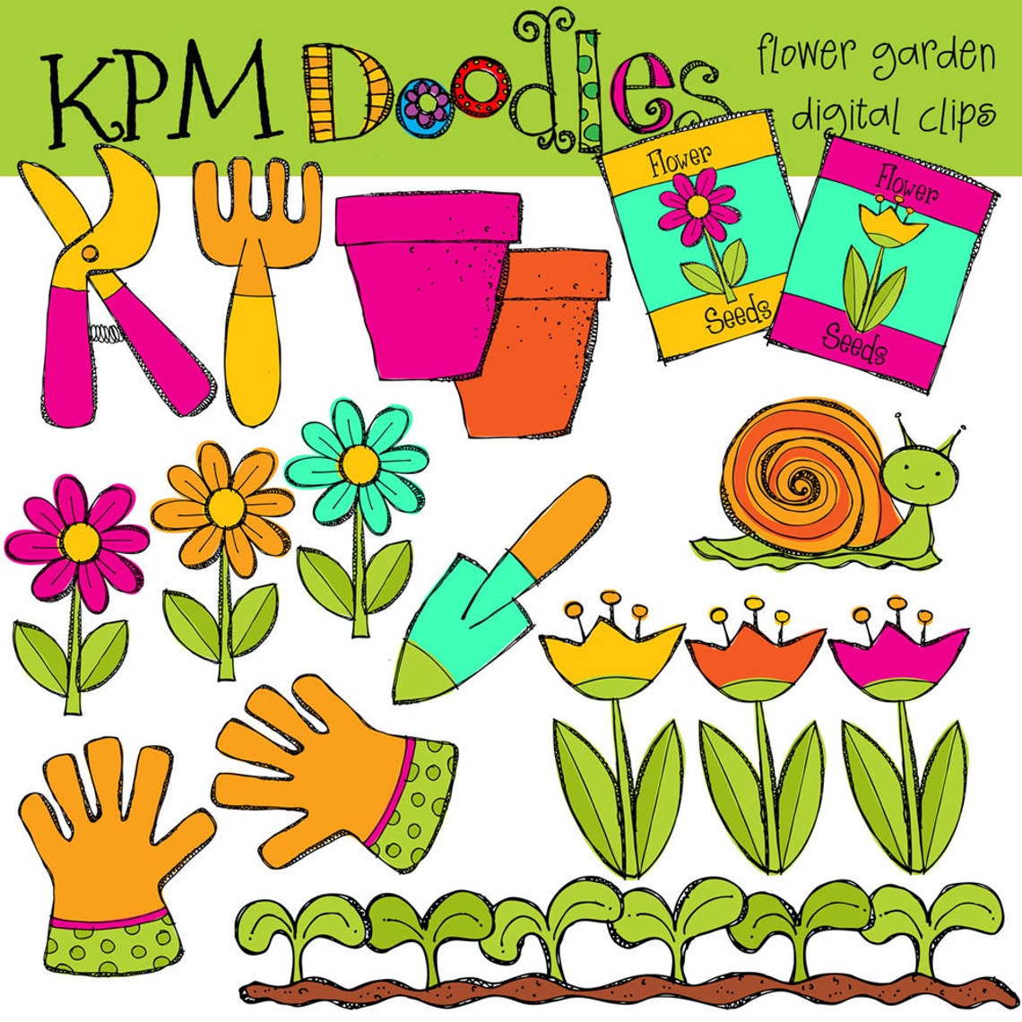 KPM Flower Garden Digital Clip Art - Etsy