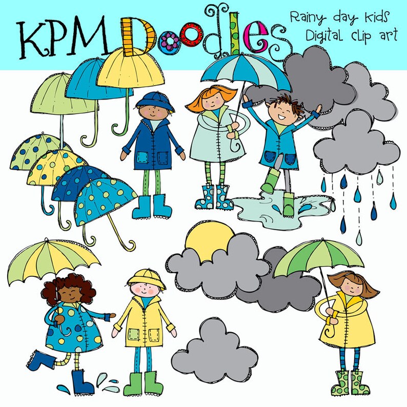 KPM Rainy Day Kids COMBO Digital Clip Art - Etsy