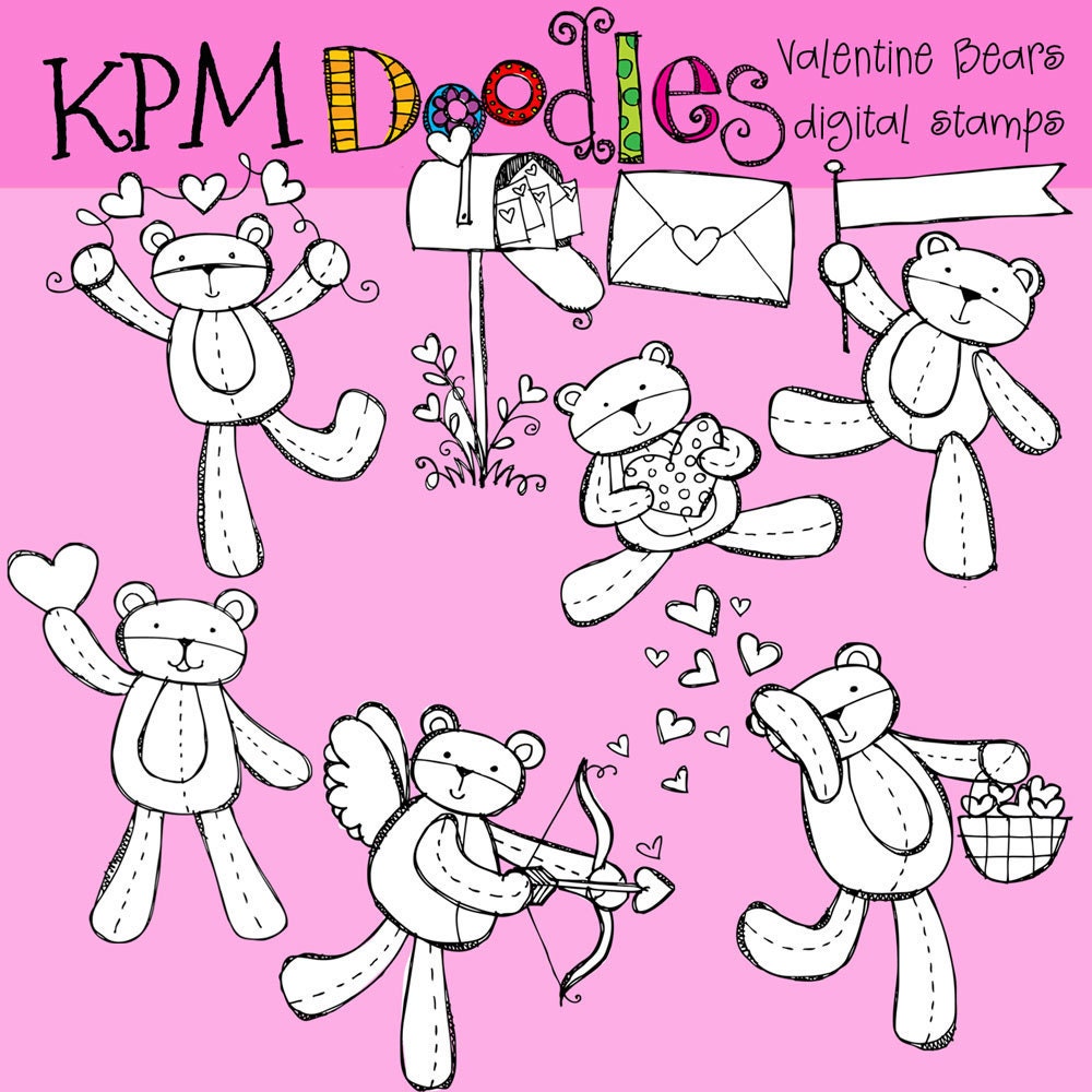 KPM Valentine Bears Digital Clip Art COMBO | Etsy