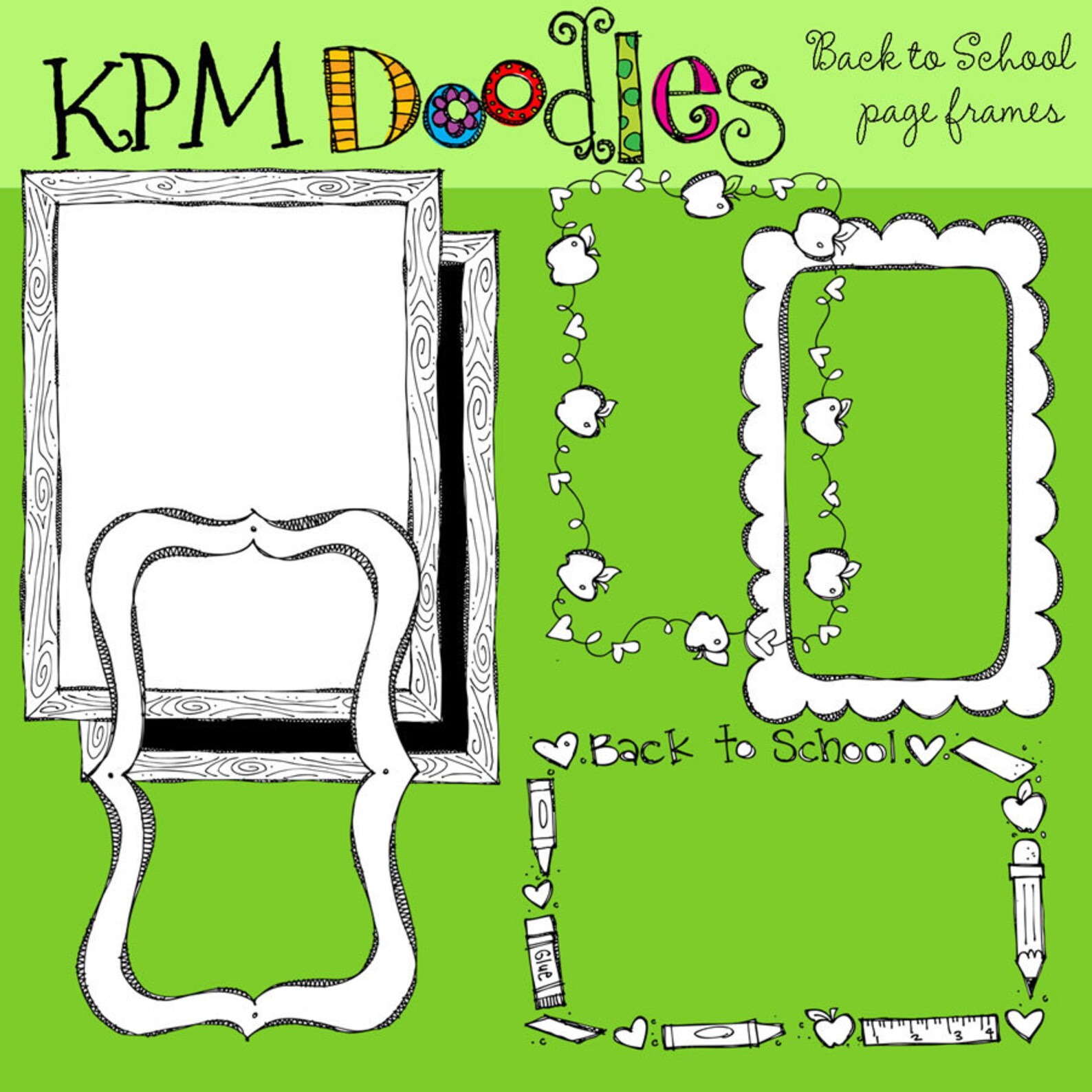 KPM Back to School Borders Digital Stamps - Etsy