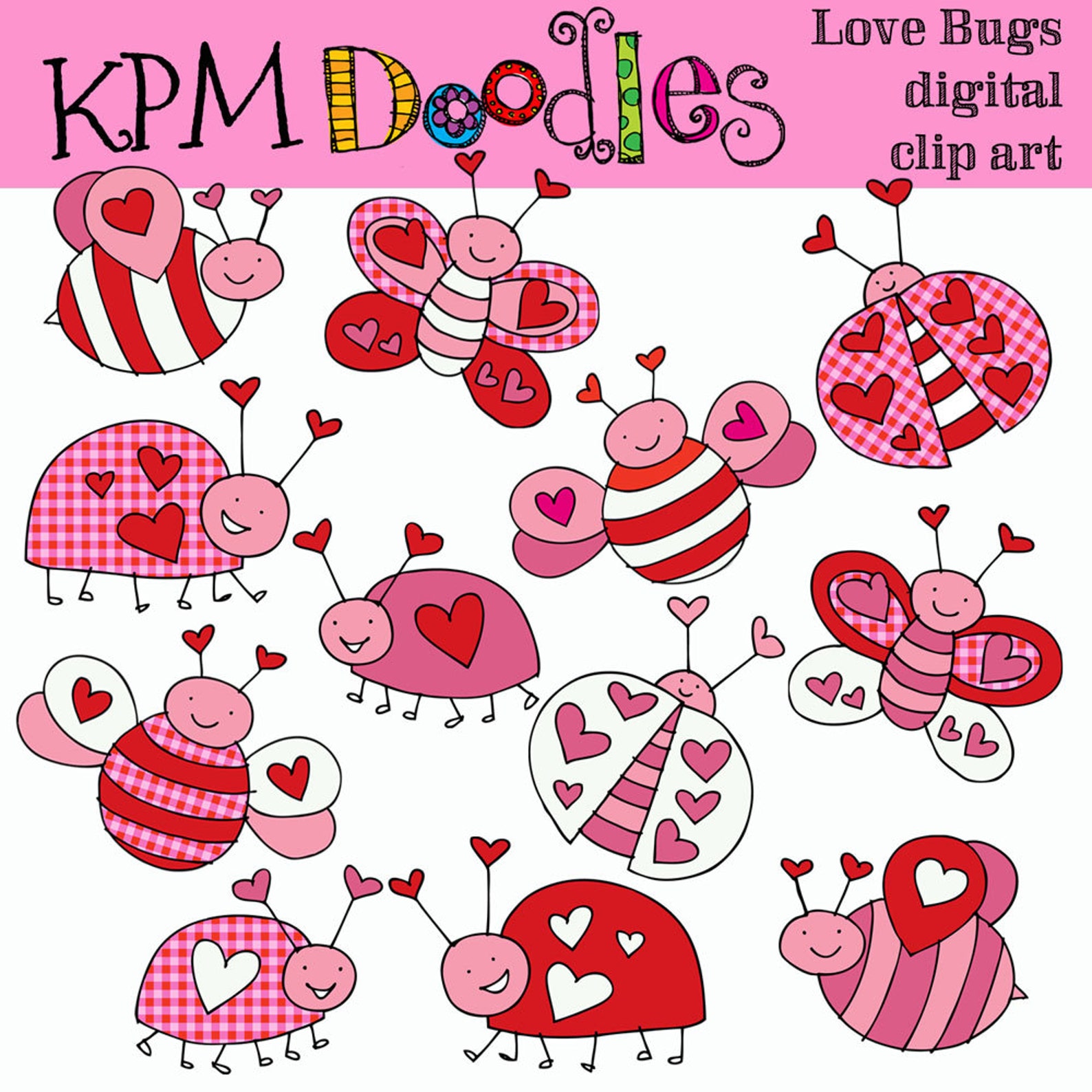 KPM Love Bugs Digital Clipart - Etsy