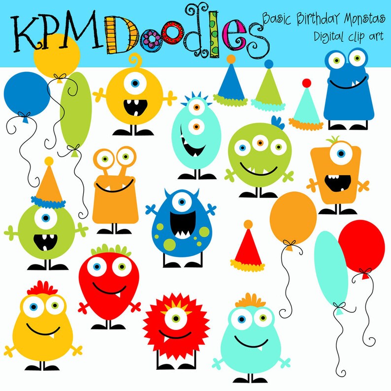 KPM Basic Birthday Monsters Digital Clipart - Etsy KPM Basic Birthday Monsters Digital Clipart - Etsy