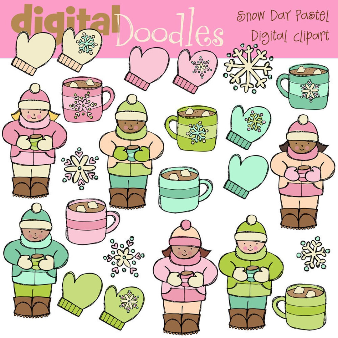 KPM Snow Day Color Clip Art and Blackline Stamps COMBO - Etsy