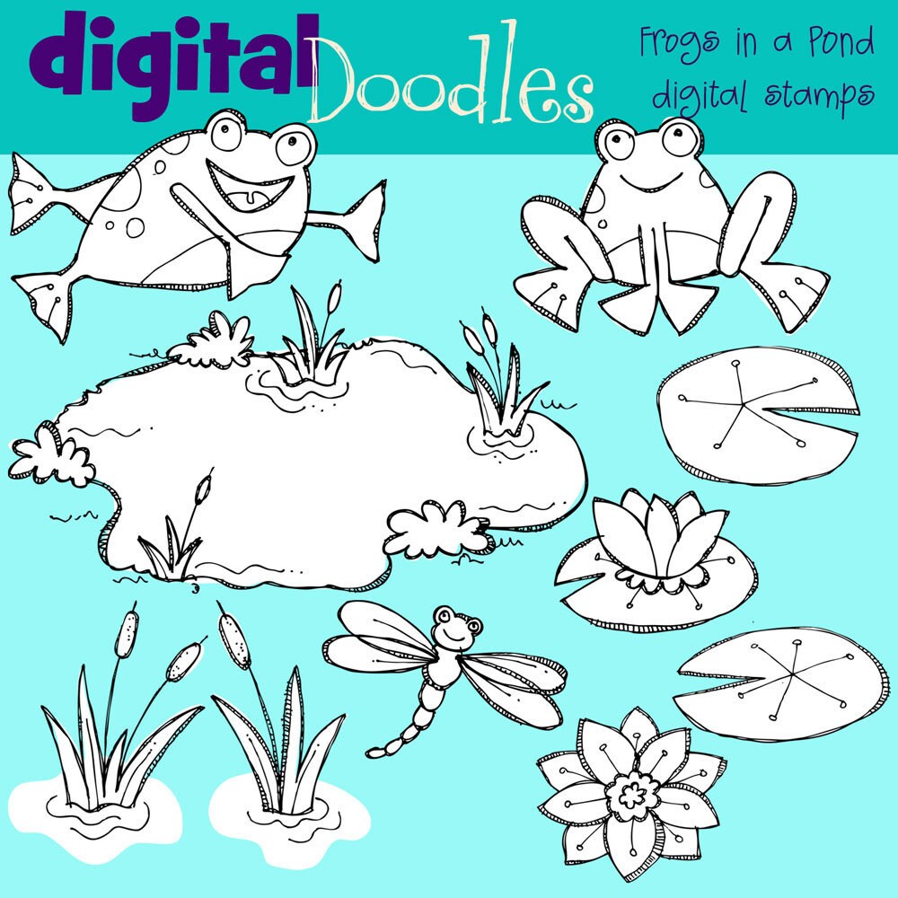 KPM Frogs in a Pond Digital Clip Art COMBO - Etsy