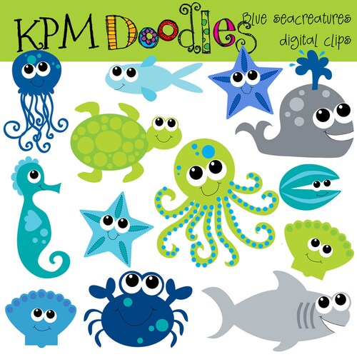 KPM Bright Sea Creatures Digital Clip Art - Etsy