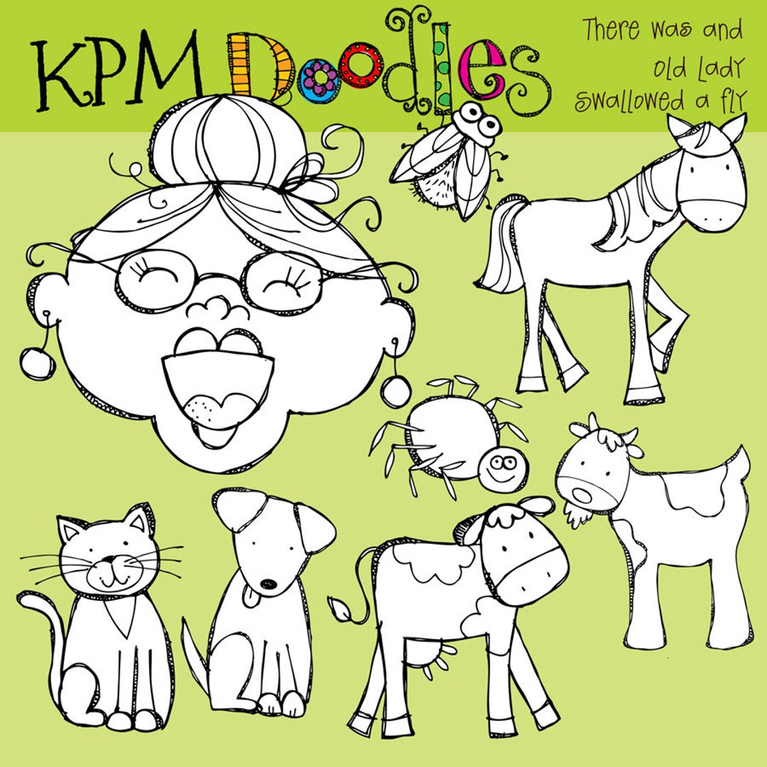 KPM Old Lady Who Swallowed a Fly Digital Stamps - Etsy