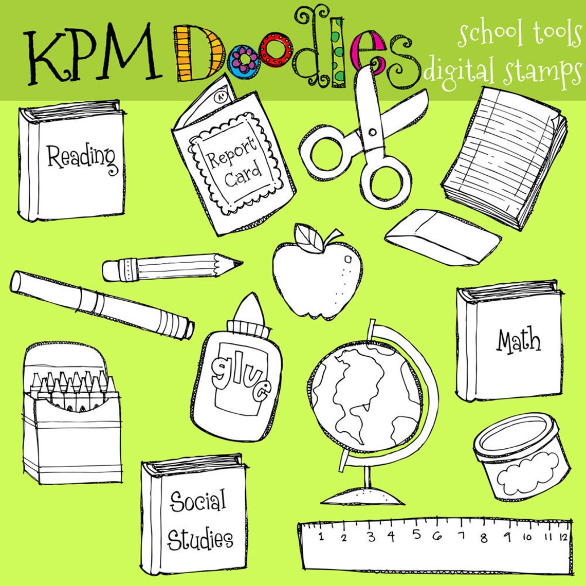 KPM School Tools Digital Clipart Combo - Etsy