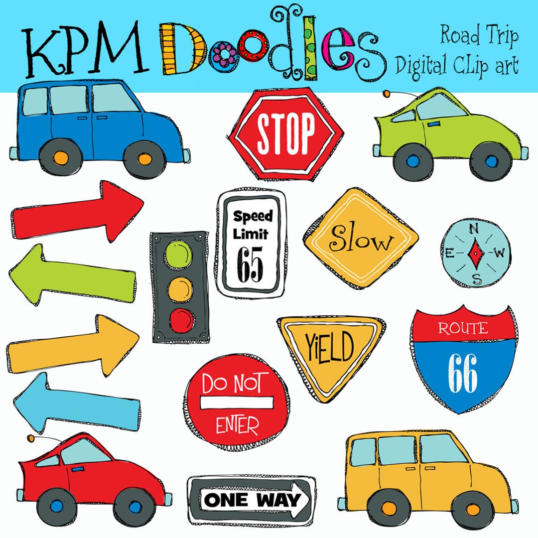 KPM Road Trip Digital Clip Art and Stamps COMBO - Etsy