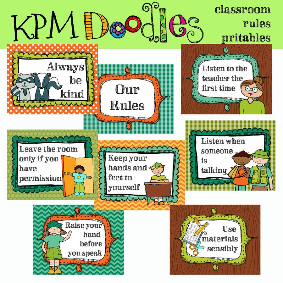 KPM Classroom Rules Printables Happy Campers - Etsy