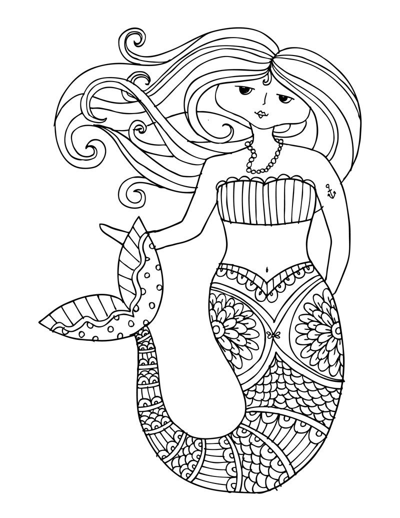 KPM Doodles Coloring Page Mermaid - Etsy