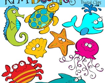 Under the Sea Clip Art Ocean Digital Clipart Fishes - Etsy