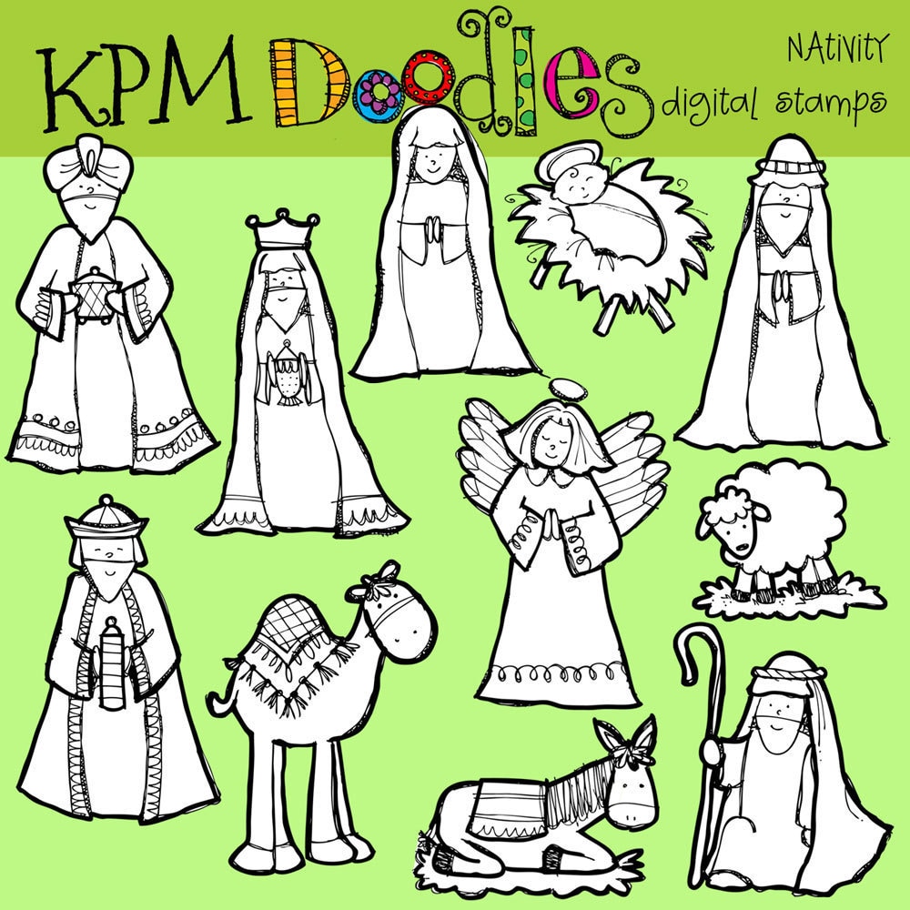 KPM Nativity Digital Clip Blackline Stamps - Etsy