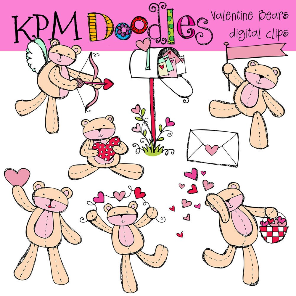 KPM Valentine Bears Digital Clip Art COMBO | Etsy