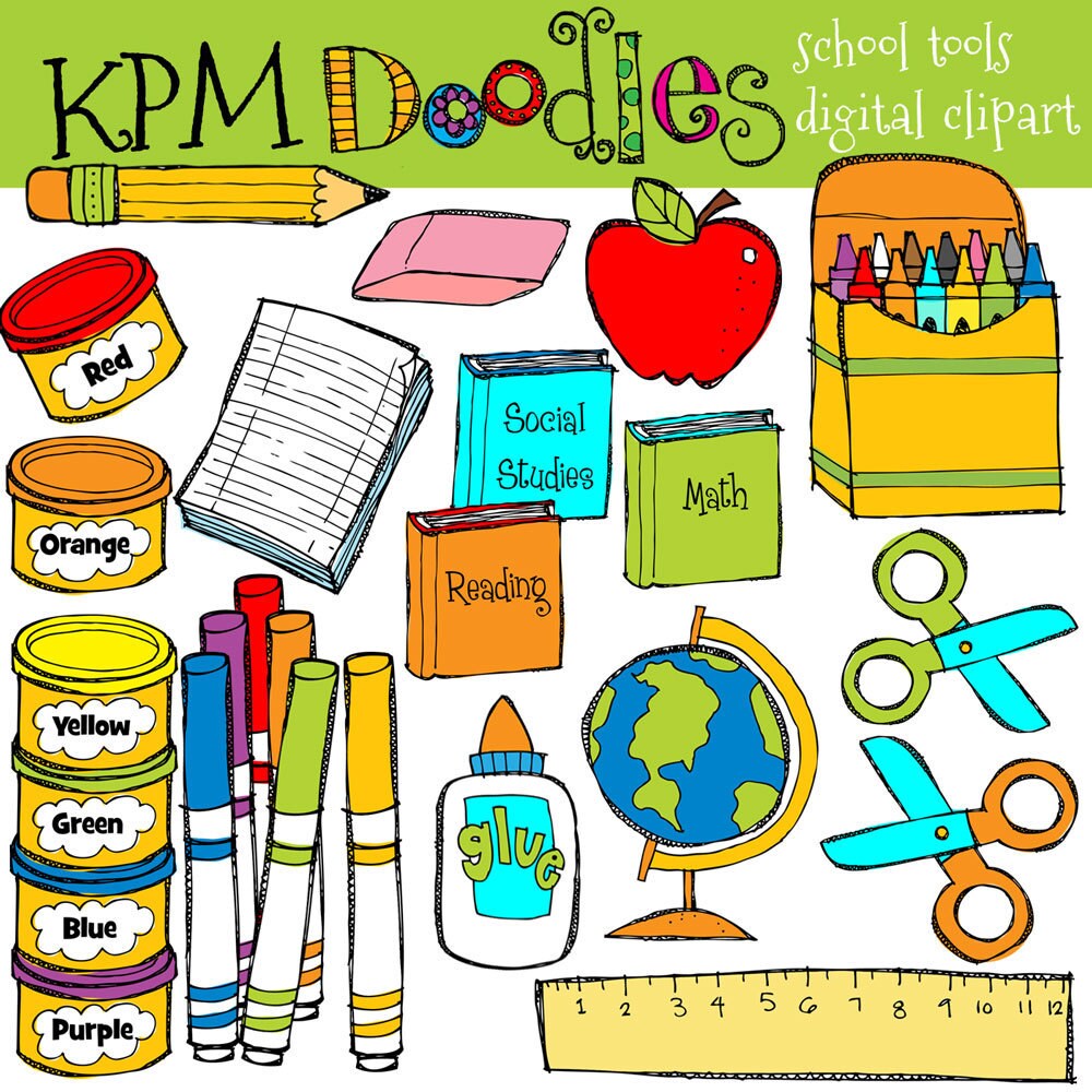 KPM School Tools Digital Clipart - Etsy