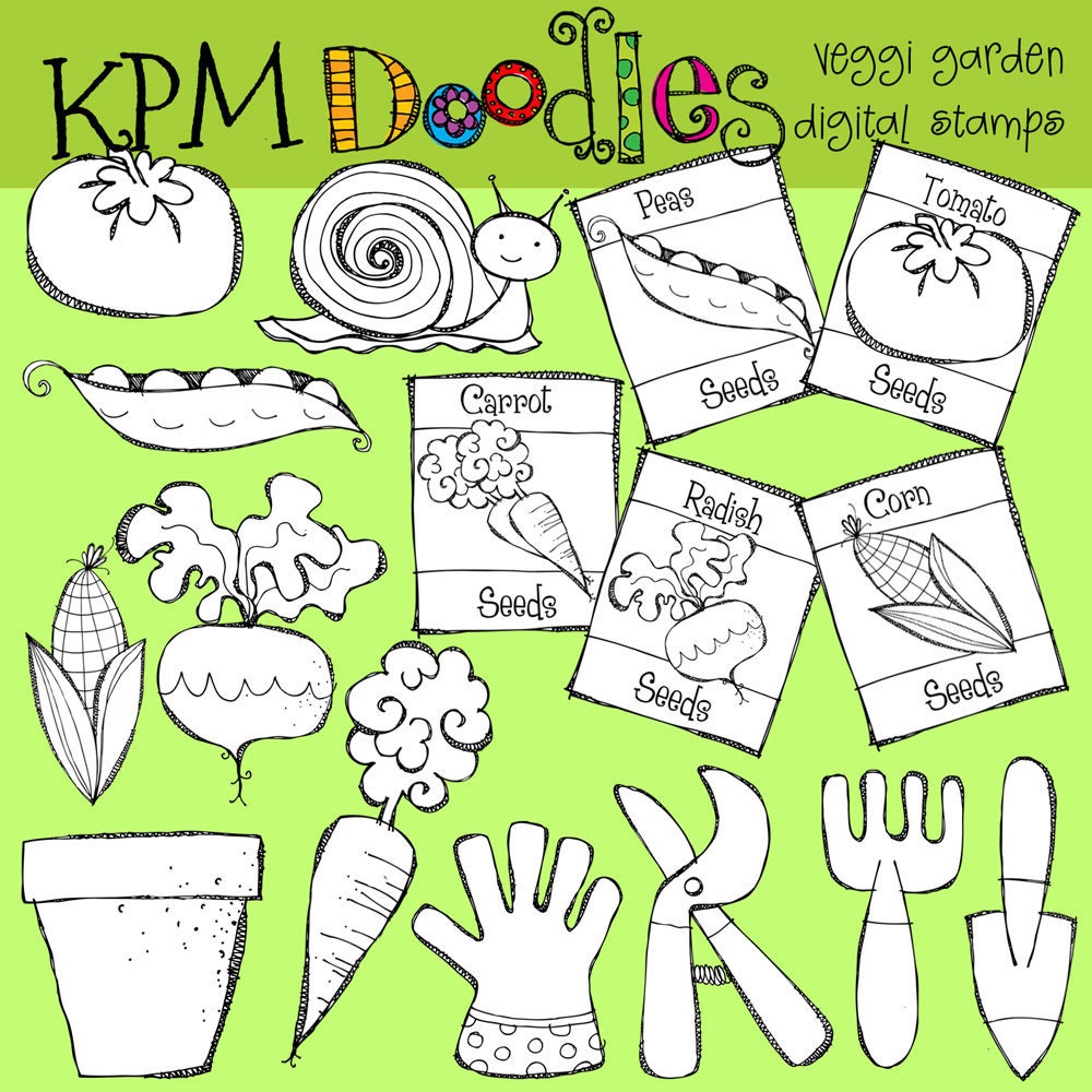 KPM Veggie Garden Black Line Stamps - Etsy