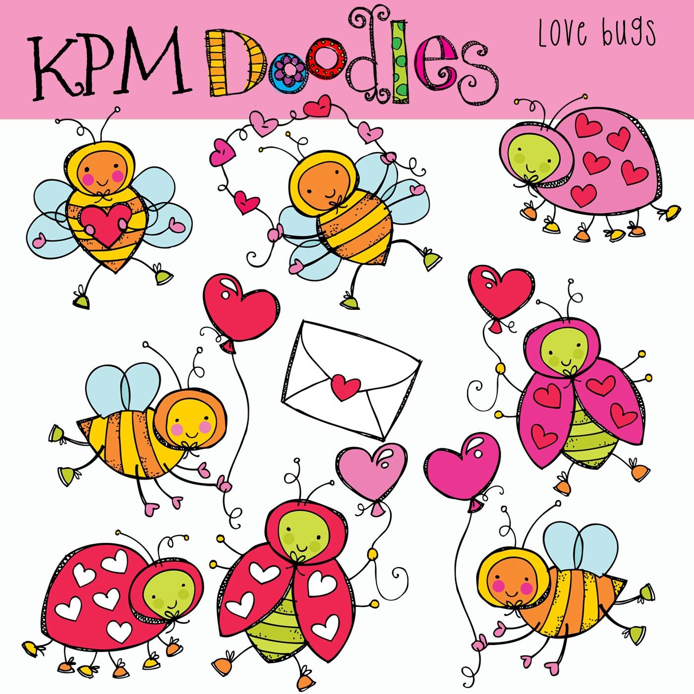 KPM Love Bugs Digital Clip Art - Etsy