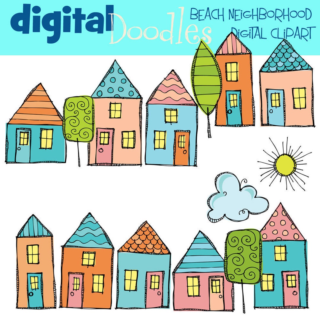 KPM Little Beach Houses Digital Clipart - Etsy