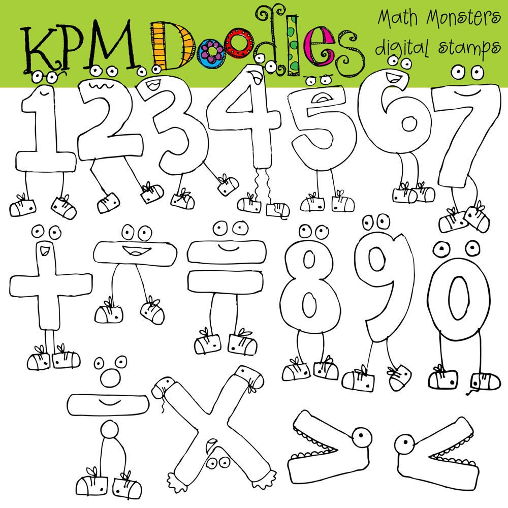 Rafa's Math Monsters Digital Clip Art Black Line - Etsy