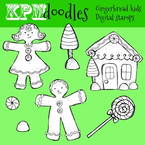 COMBO Gingerbread Kids Digital Clip Art and Black Line Stamps - Etsy