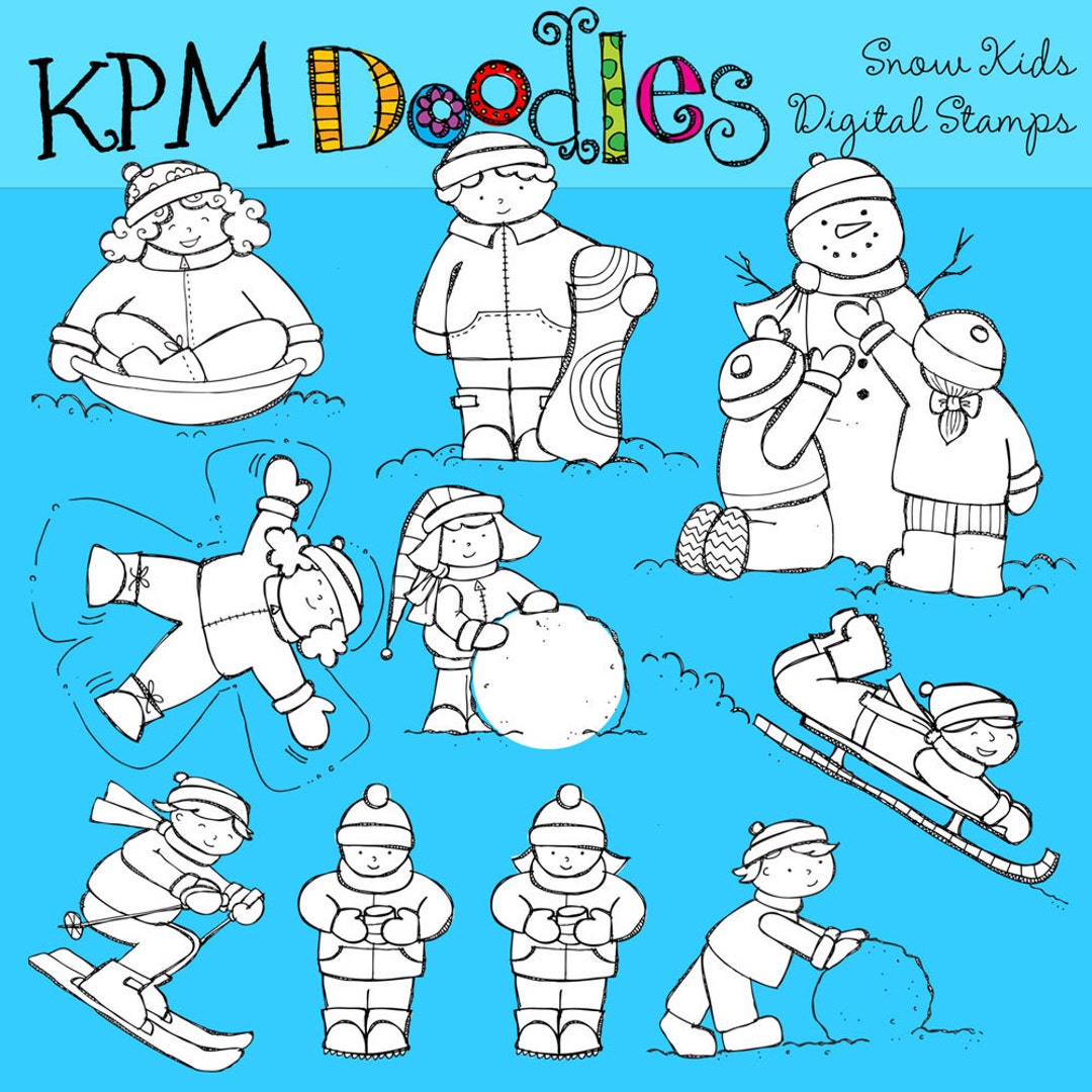KPM Snow Kids Digital Stamps - Etsy